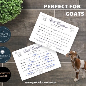 Printable * Goat Birth Certificate – Document Write in Birth Record ...