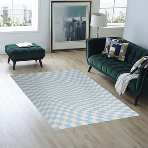 Checkered Rug Blue, Danish Pastel Room Decor for Teens Girl Dorm Room ...