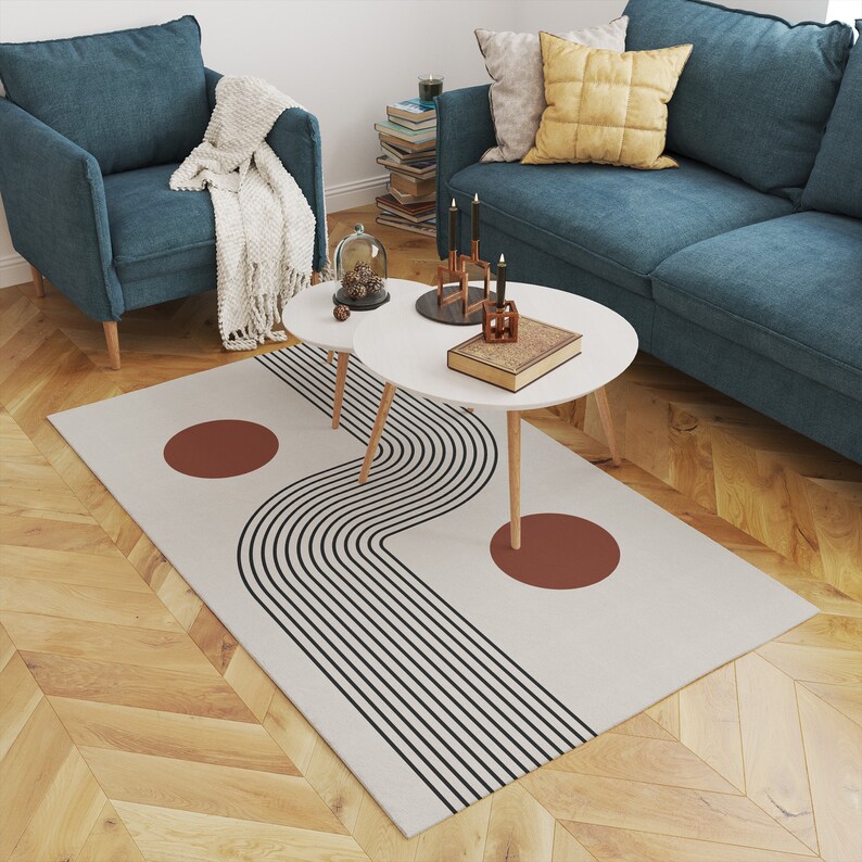 Mid Century Modern Rug Vintage Inspired Area Rug Retro Style - Etsy