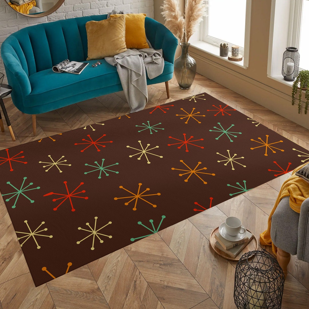 Mid-century Retro Rug, 60S Inspired Area Rug, Vintage Bohemian Decor ...