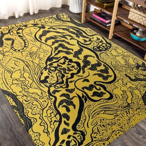 Tiger in the Jungle Eclectic Home Decor, Modern Area Rug, Abstract ...