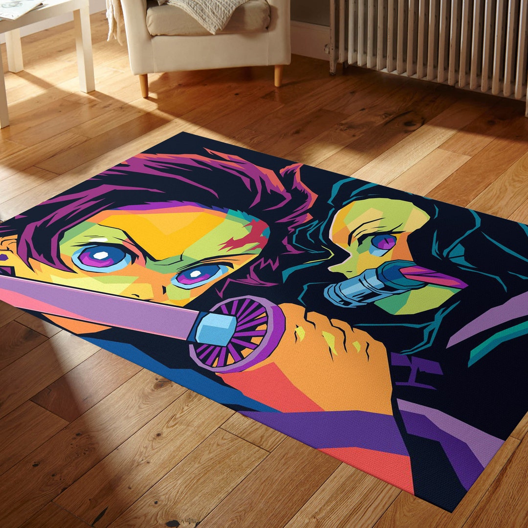 Anime Area Rug, Gift for Anime Lovers, Anime Inspired Fan Rug, Anime ...