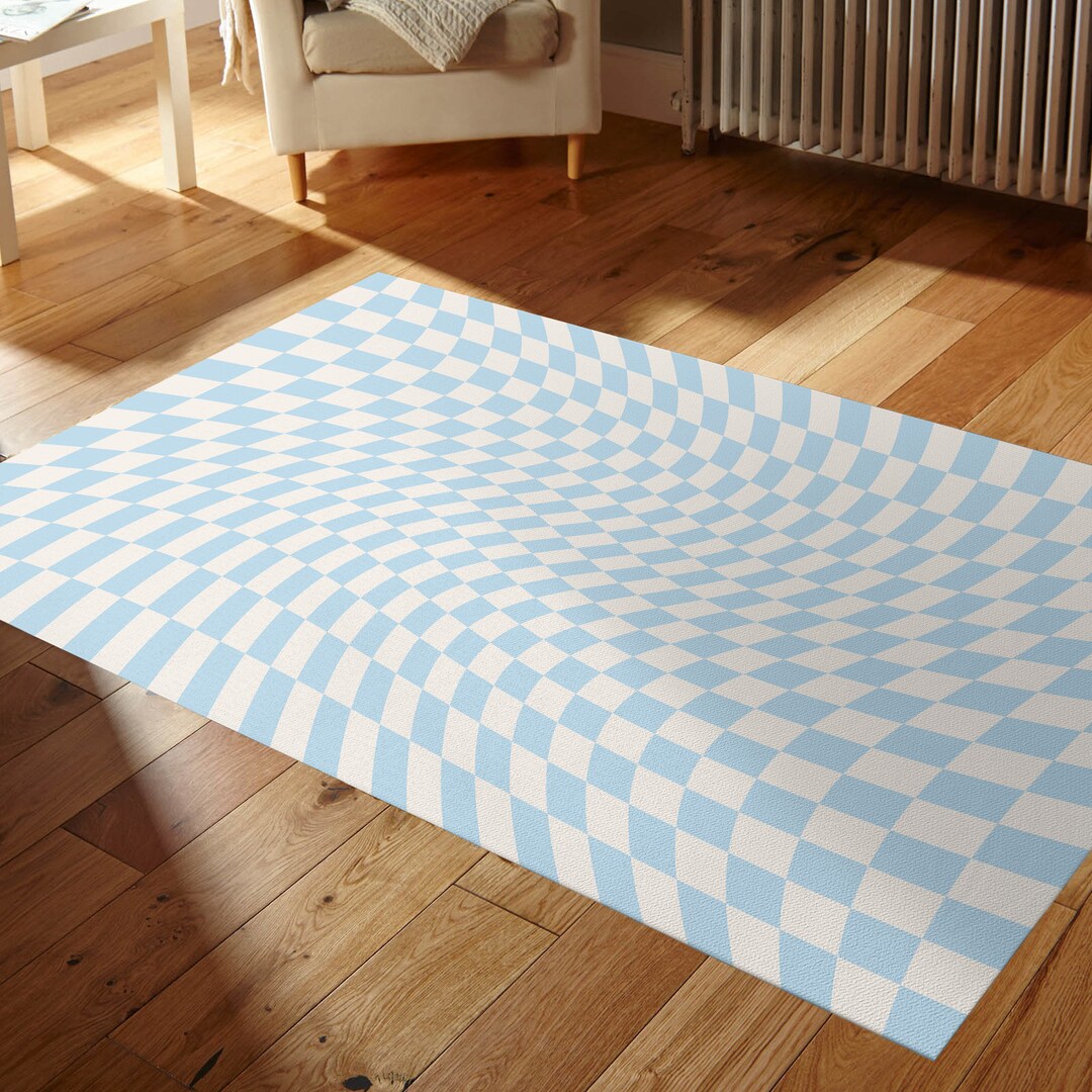 Checkered Rug Blue, Danish Pastel Room Decor for Teens Girl Dorm Room ...