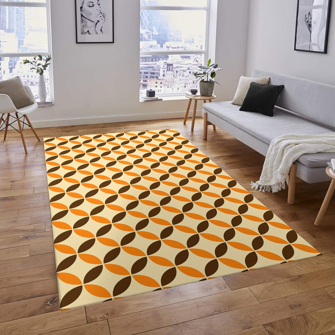 Mid-century Retro Rug, 60S Inspired Area Rug, Vintage Bohemian Decor ...