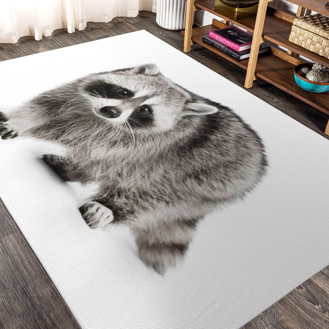 Cute Raccoon Floor Mats Carpets, Rug for Living Room, Animal Print ...