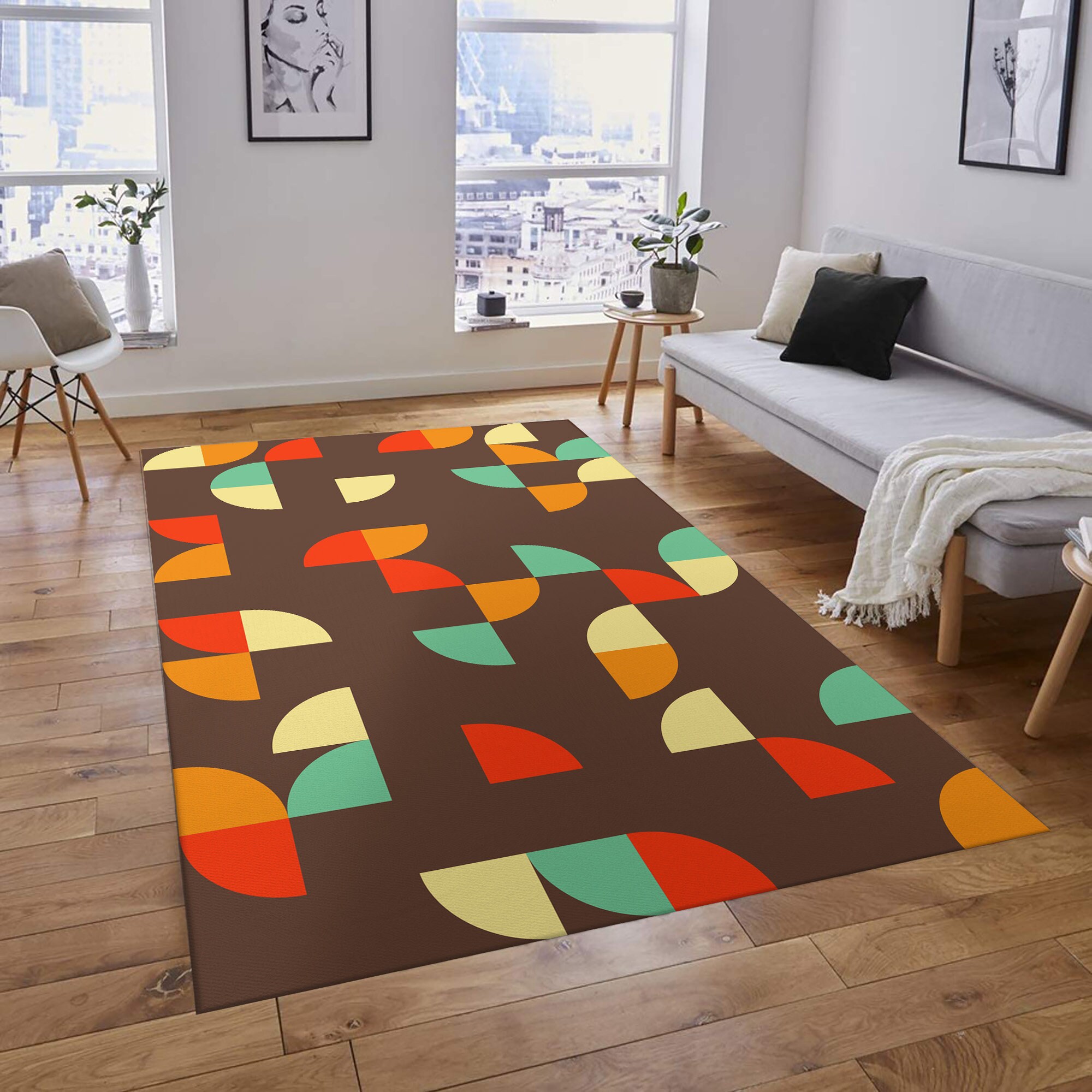 Vintage 70s Retro Rug Mid Century Modern Floor Mat Boho Home - Etsy