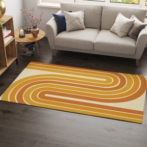 Vibrant 70s Inspired Rug, Retro Boho Area Rug, Colorful Rug for Living ...