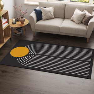 Black and White 60s Mid Century Rug, Vintage Floor Covering, Geometric ...