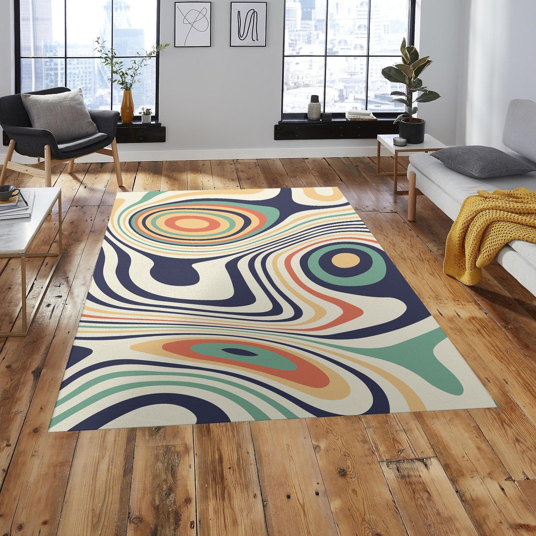 Kitchen Rug, 1970S Rug, Farmhouse Rug, Checkered Room Decor, Floor Art ...