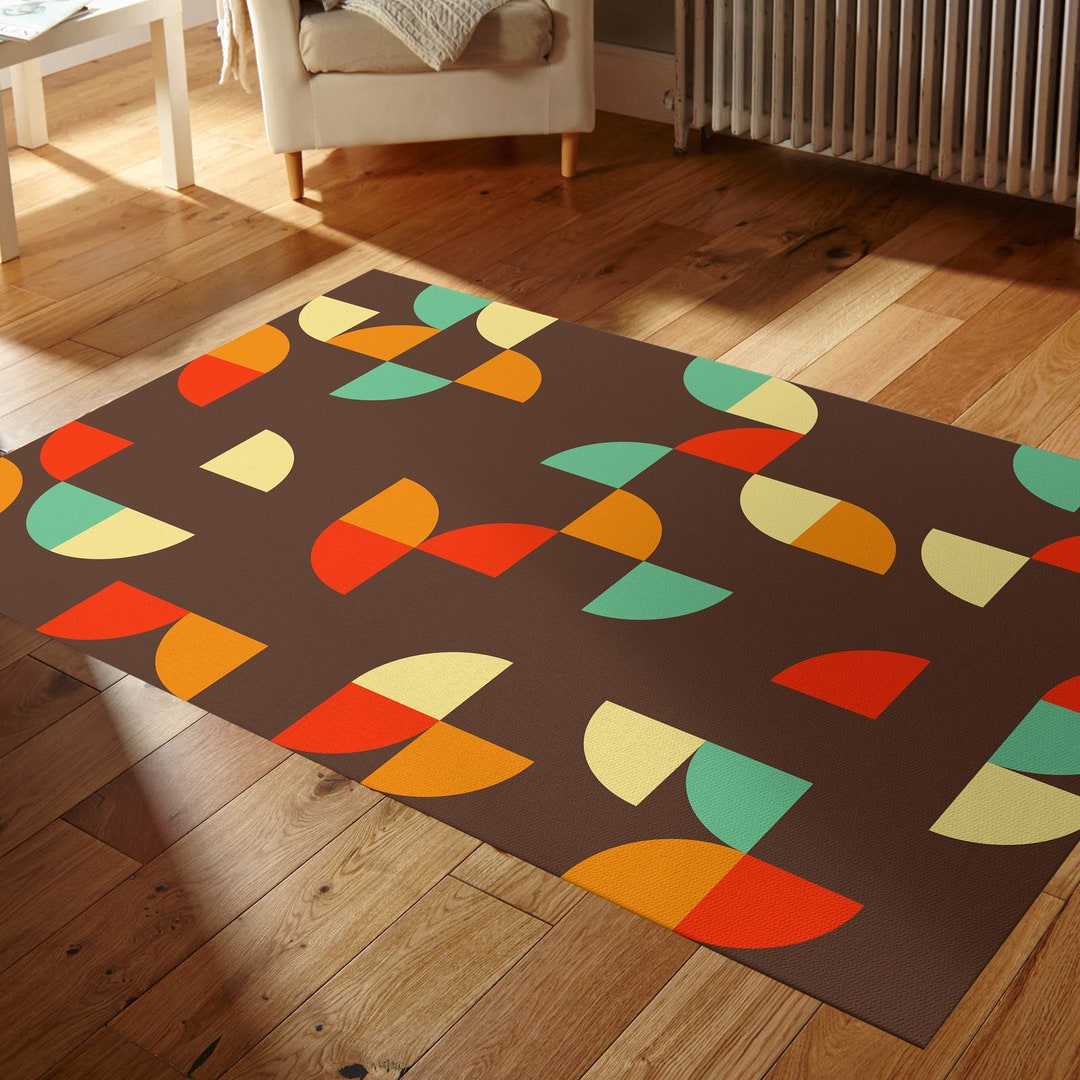 Vintage 70s Retro Rug, Mid Century Modern Floor Mat, Boho Home Decor ...