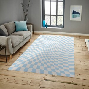 Checkered Rug Blue, Danish Pastel Room Decor for Teens Girl Dorm Room ...