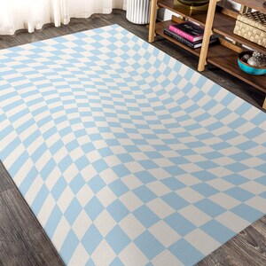 Checkered Rug Blue, Danish Pastel Room Decor for Teens Girl Dorm Room ...