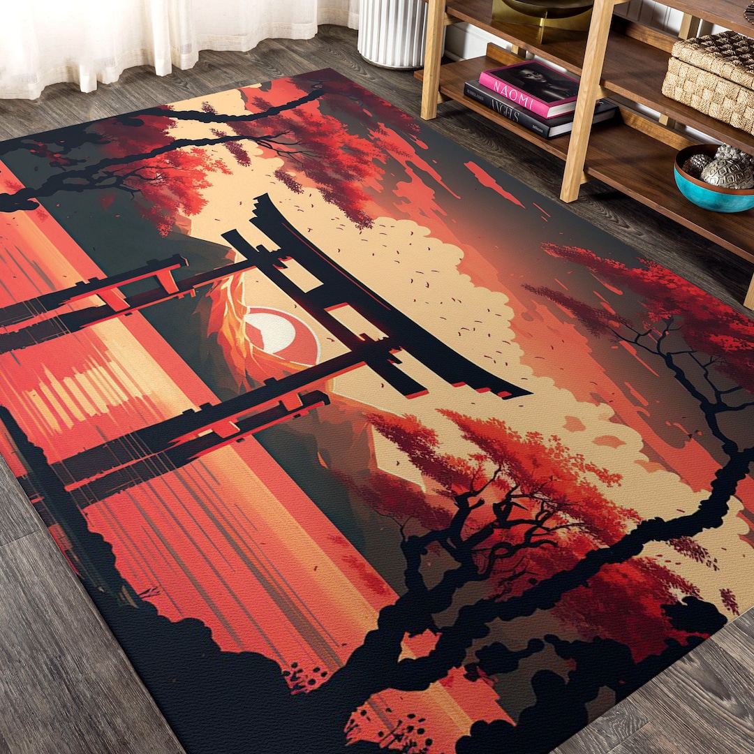 Sunset Under the Tori Gate, Area Rug, Non Slip Rug for Living Room ...