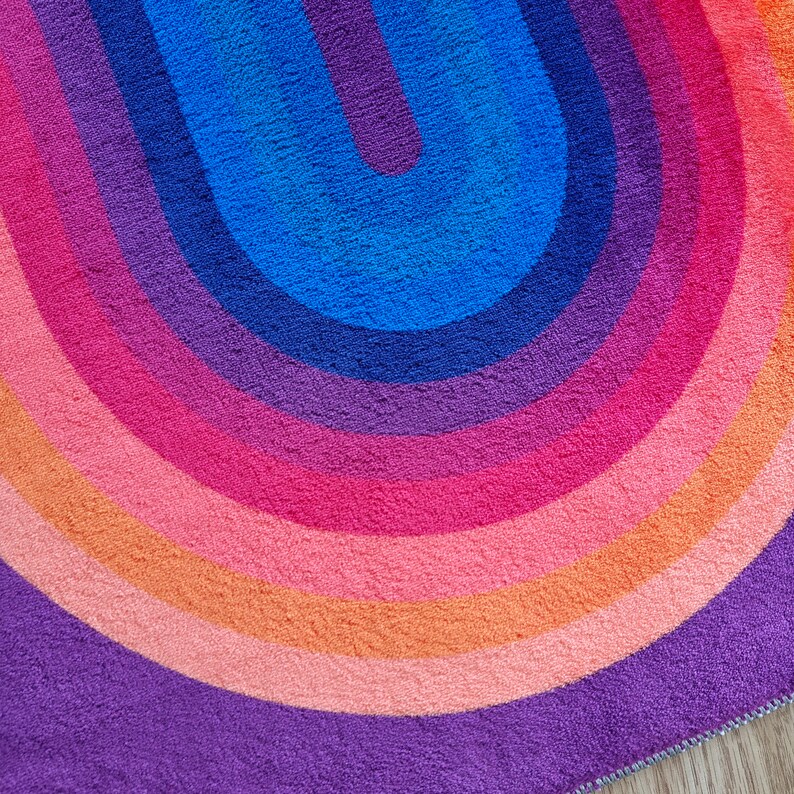 Purple Mid Century Modern Rug Retro Swirl Area Rug Orange - Etsy