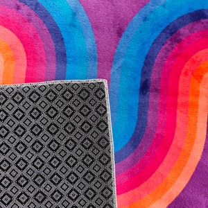 Purple Mid Century Modern Rug, Retro Swirl Area Rug Orange Green, Retro ...