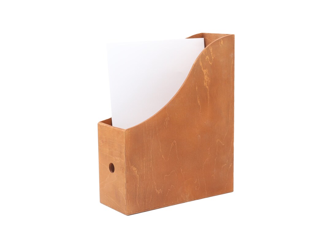 Brown Wooden File Holder 8,5x11 Teak Desk Organizer Paper Documents ...