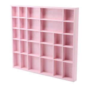 Pink Wooden Display With 28 Compartments Shadow Curio Box Hand Painted ...