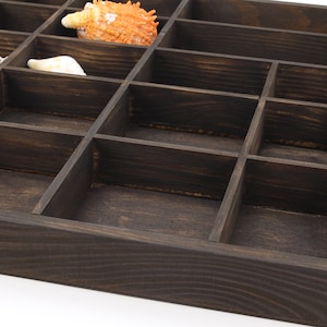 Dark Wooden Display 28 Compartments | Shadow Box | Brown Wall Hanging ...