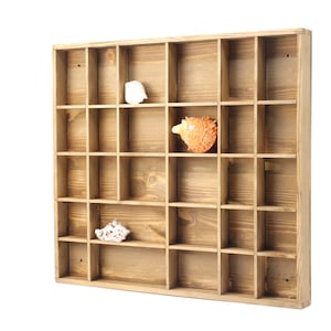 Light Brown Stained Wooden Display With 28 Compartments Personalized ...