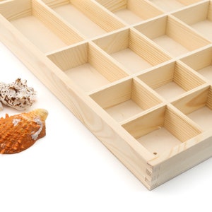 Unfinished Wooden Display With 28 Compartments | Shadow Box | Unpainted ...