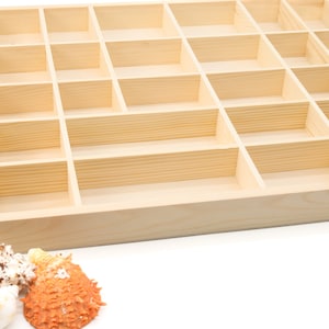 Unfinished Wooden Display With 28 Compartments | Shadow Box | Unpainted ...