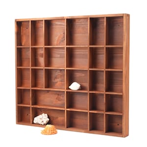 Brown Wooden Display With 28 Compartments | Shadow Curio Box | Teak ...