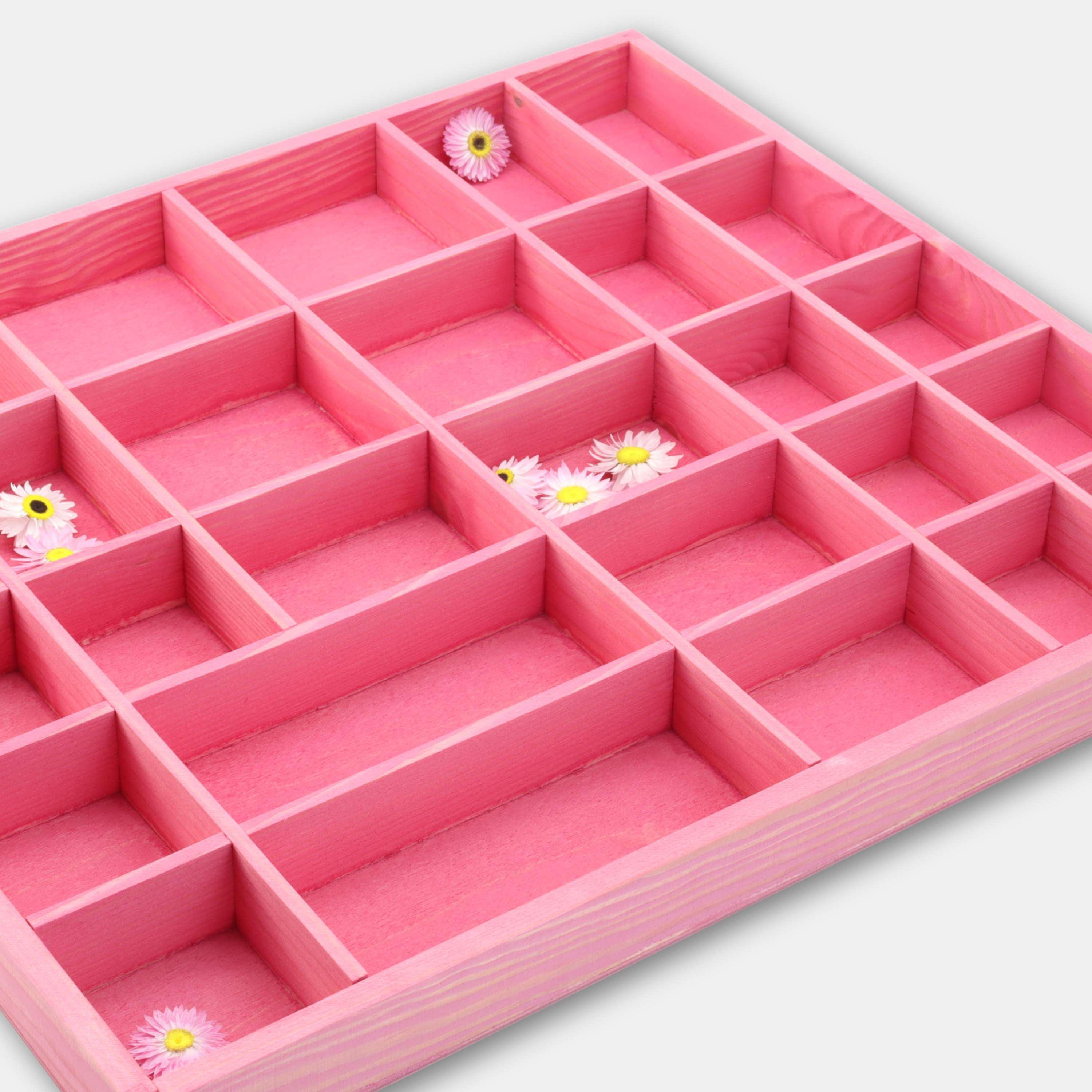 Pink Wooden Display With 28 Compartments Personalized | Shadow Curio ...