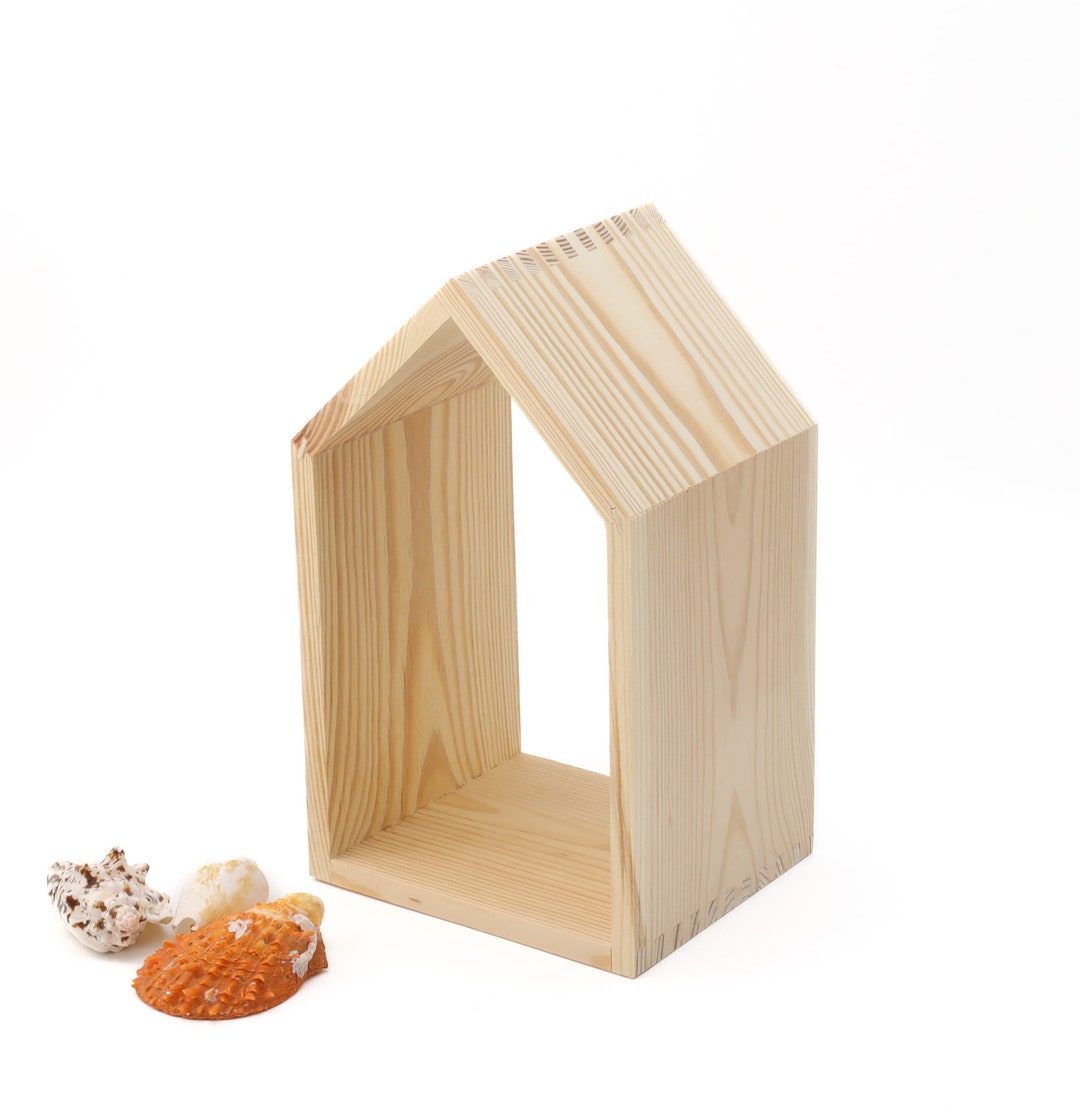 Wooden House Shaped Shelf 10" | Unfinished Unpainted Wood Shelf ...