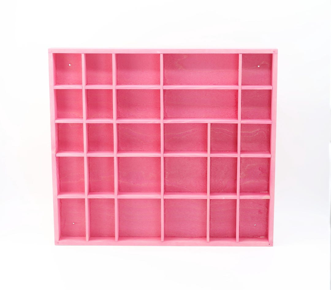 Pink Wooden Display With 28 Compartments | Shadow Curio Box | Hand ...