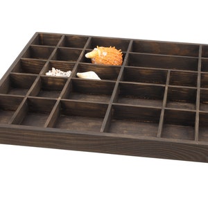 Dark Wooden Display 28 Compartments | Shadow Box | Brown Wall Hanging ...