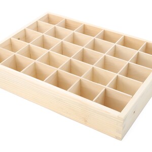 30 Compartments Unfinished Wooden Display Shadow Box Collection Display ...