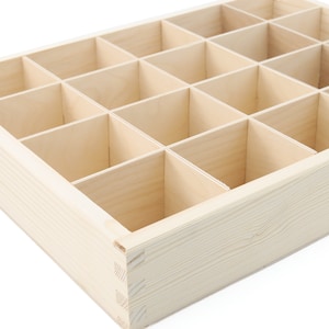 20 Compartments Unfinished Wooden Display Shadow Box Collection Display ...