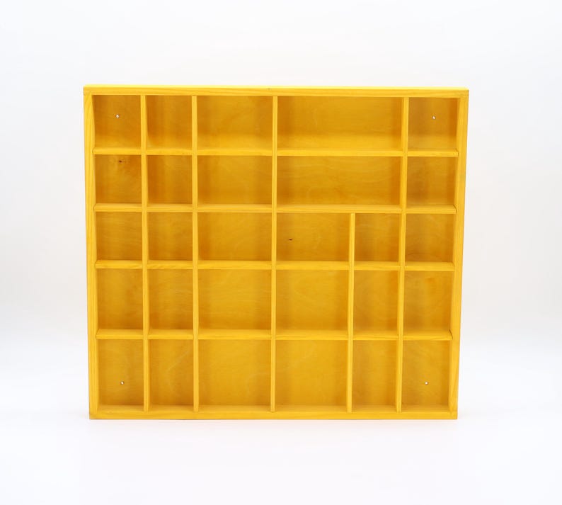 Yellow Wooden Display 28 Compartments | Shadow Box Personalized ...