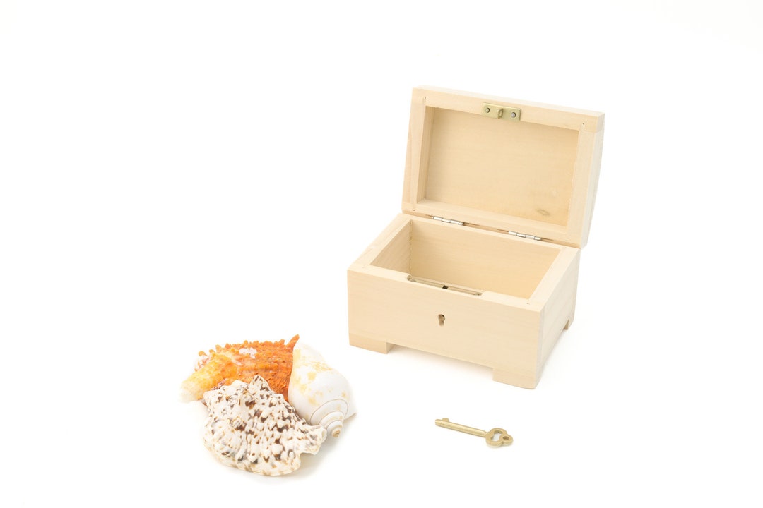 Unfinished Small Wood Treasure Chest With Lock Key Small - Etsy