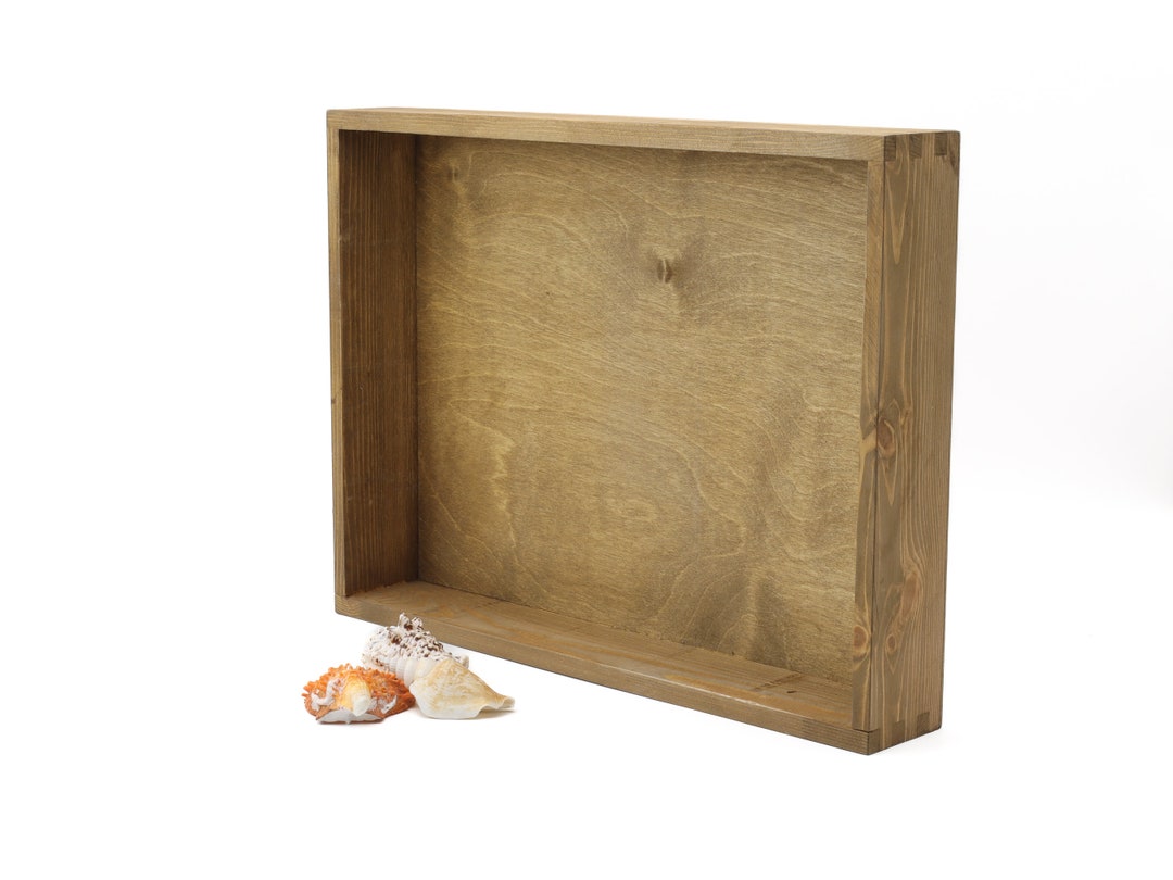 Wooden Light Brown Shadow Box Oak Color Craft Wooden Frame Stained ...