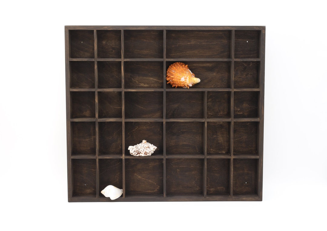 Dark Wooden Display 28 Compartments | Shadow Box | Brown Wall Hanging ...