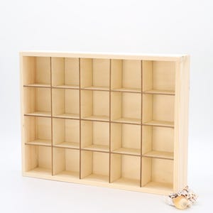 20 Compartments Unfinished Wooden Display | Shadow Box | Collection ...