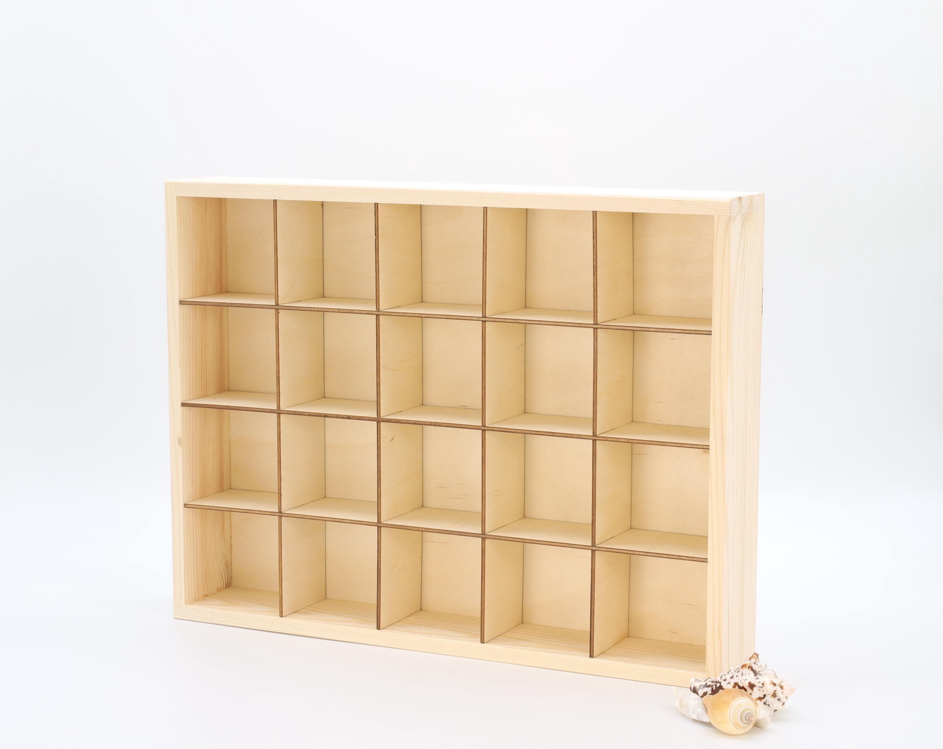 20 Compartments Unfinished Wooden Display | Shadow Box | Collection ...