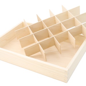 20 Compartments Unfinished Wooden Display Shadow Box Collection Display ...