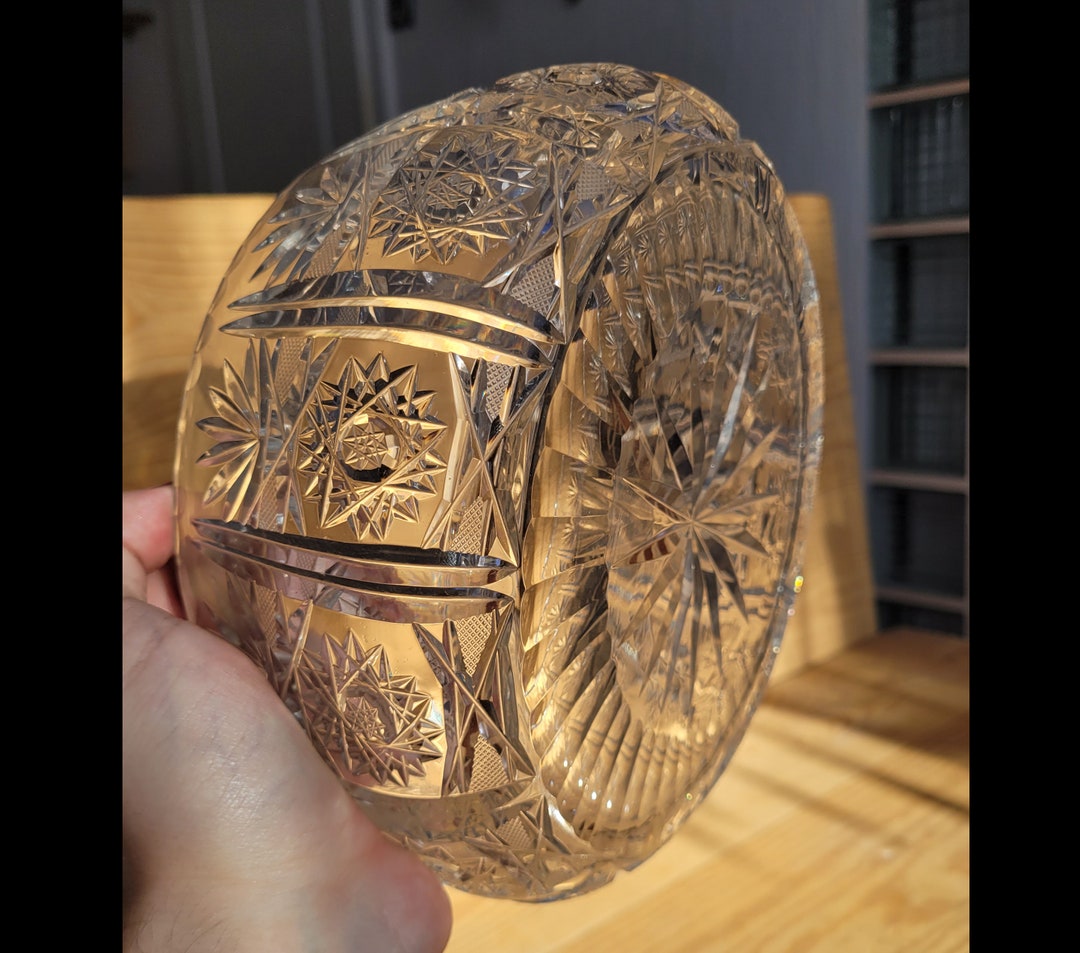 Vintage Handmade Polish PRL Crystal Glass Bowl/dish - Richly Decorated ...