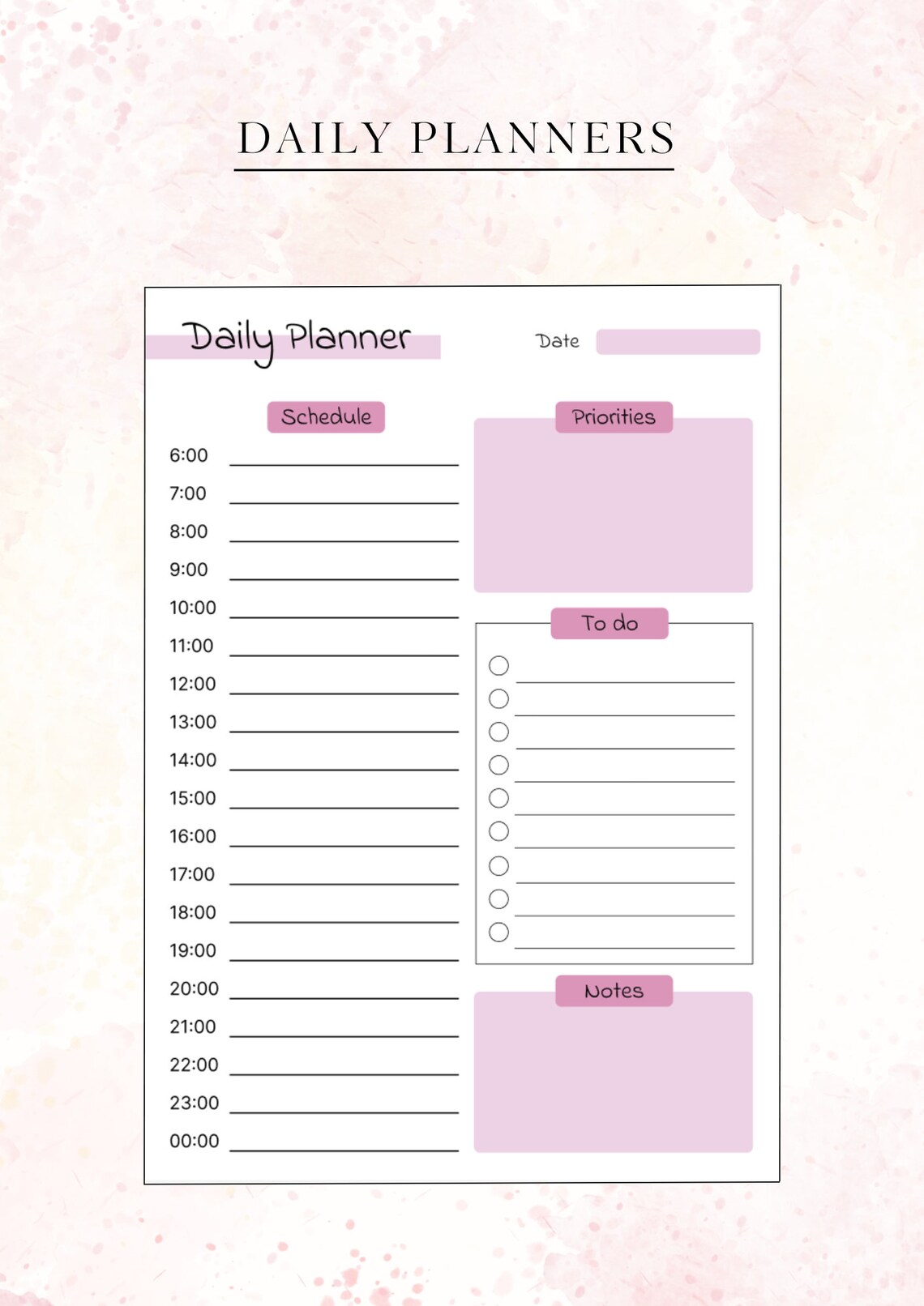 Daily Planner, Printable Calendar, Pdf, A4, A5, Green, Pink, Blue ...