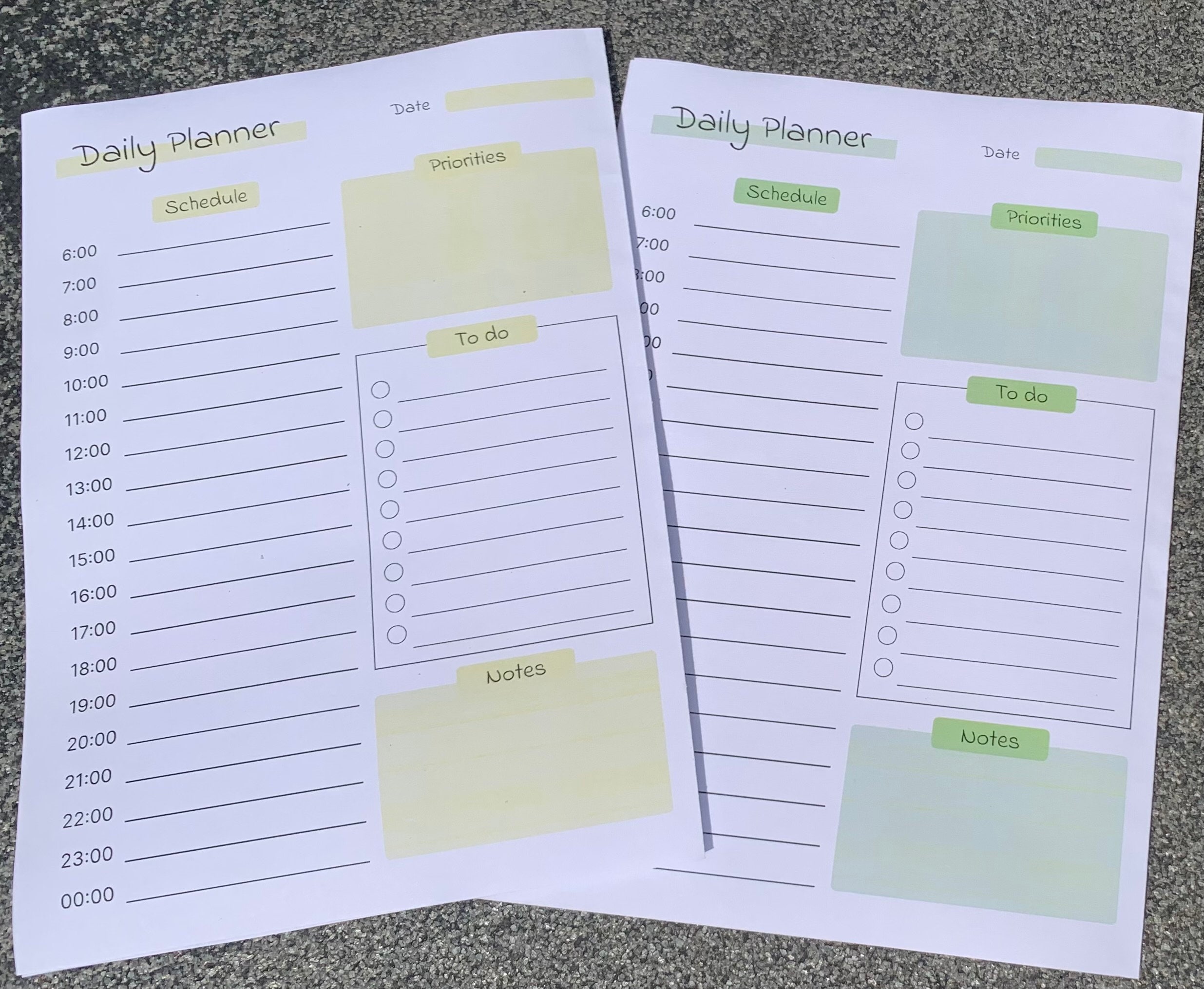 Daily Planner, Printable Calendar, Pdf, A4, A5, Green, Pink, Blue ...
