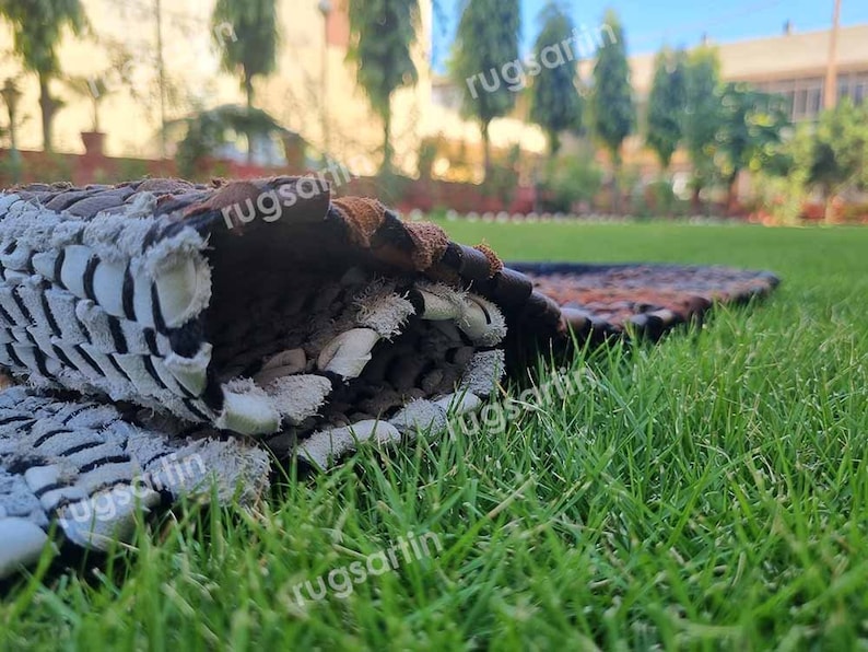 Natural Leather and Jute Area Rug Stylish Braided Rug for Home Decor ...