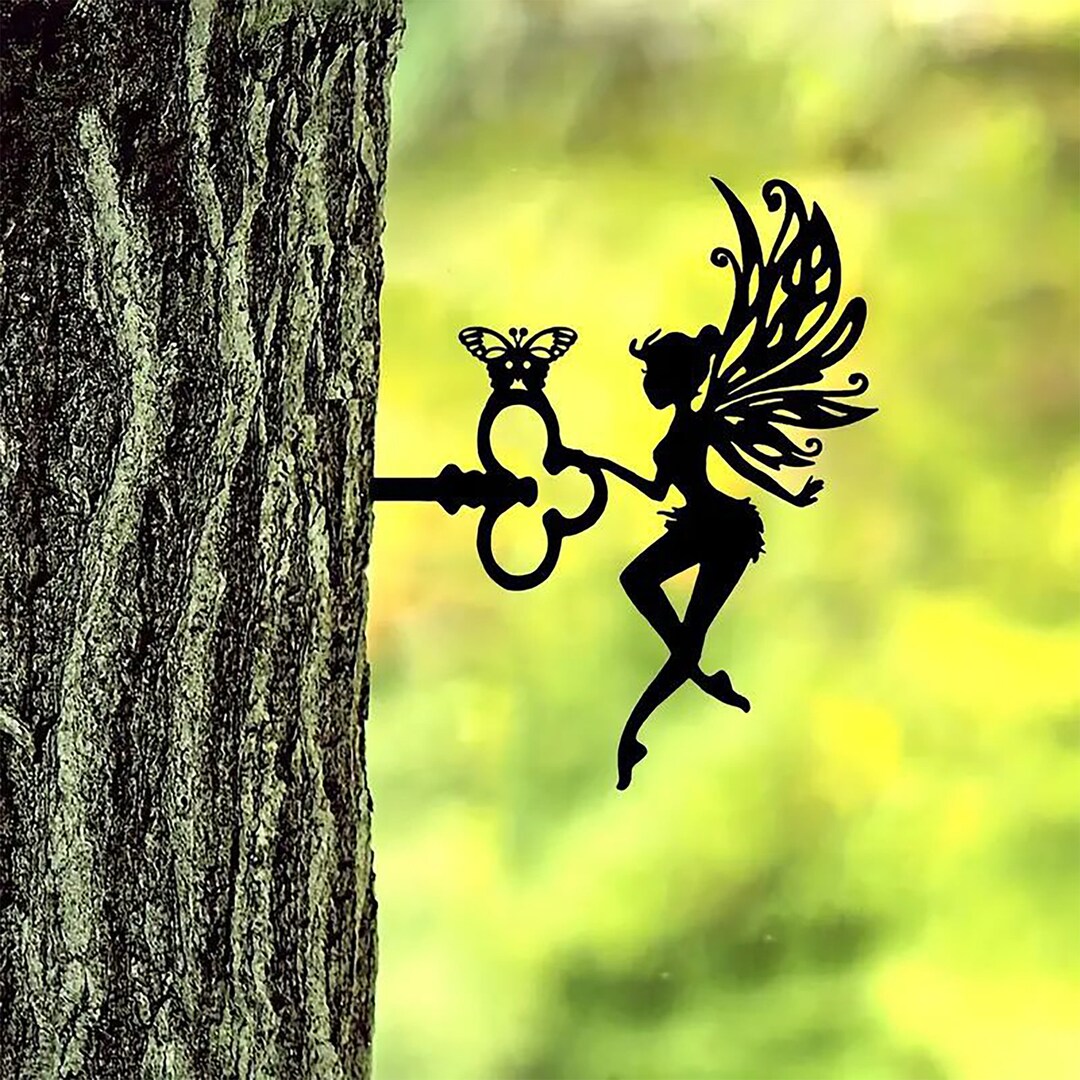 Butterfly Elf Metal Patio Art Angel Garden Decor With - Etsy