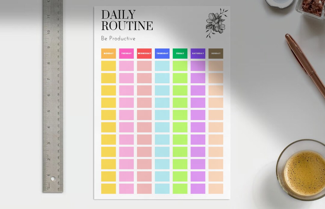 8 Color Daily Planner A4 PRINTABLE - Etsy