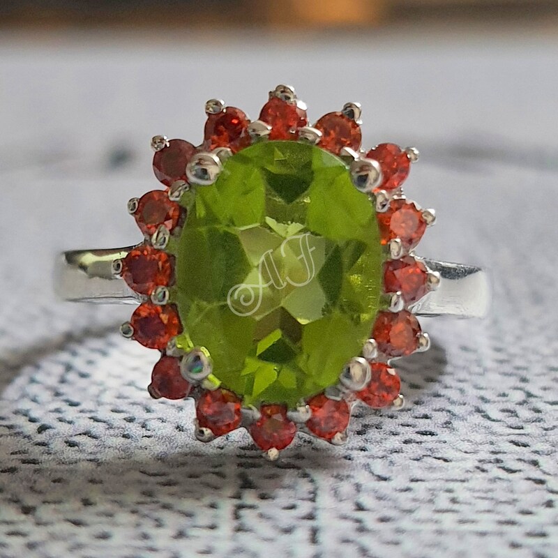 Ruby Peridot Ring - Etsy