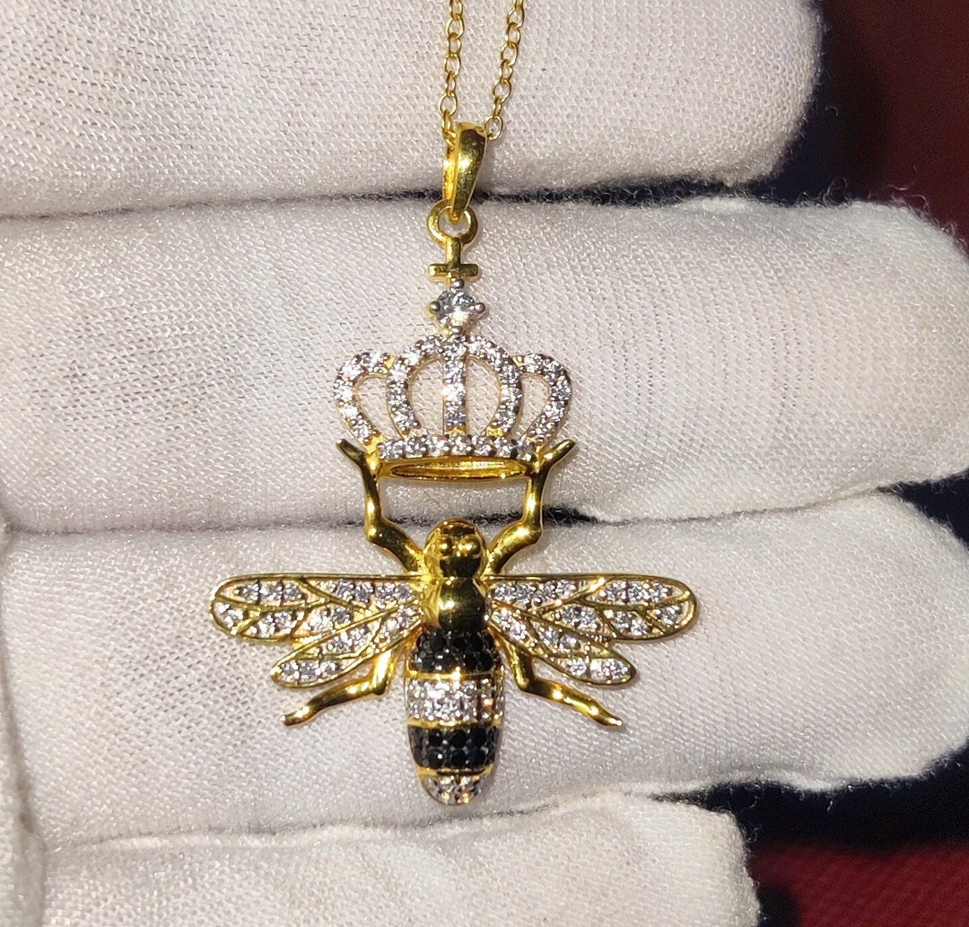 Diamond Pendant 2ct Round Lab-created Diamond Cluster Honey Bee Pendant ...