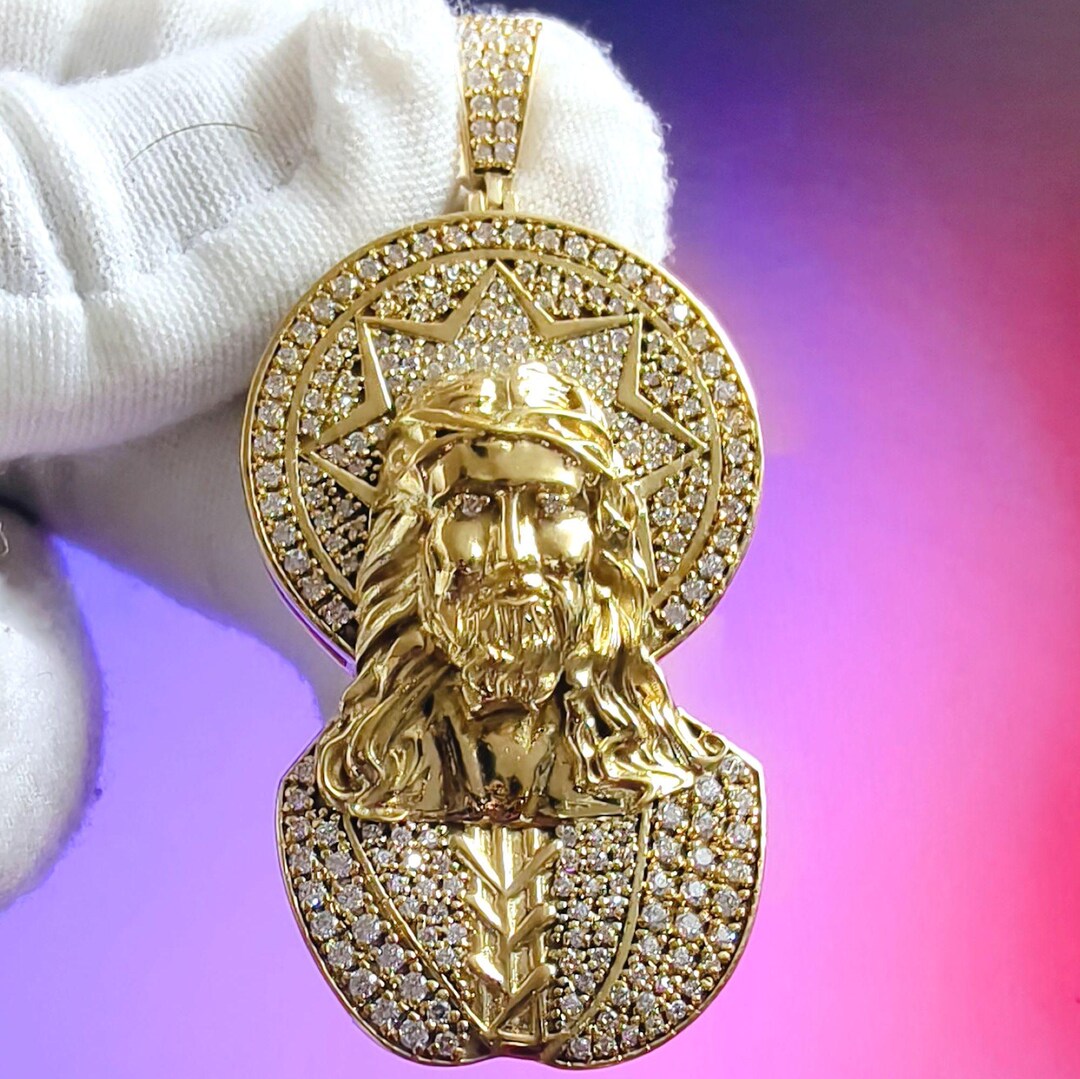 Hip Hop 3ct Round VVS1/D Diamond Jesus Pendant/ Iced Out Shinny Pendant ...