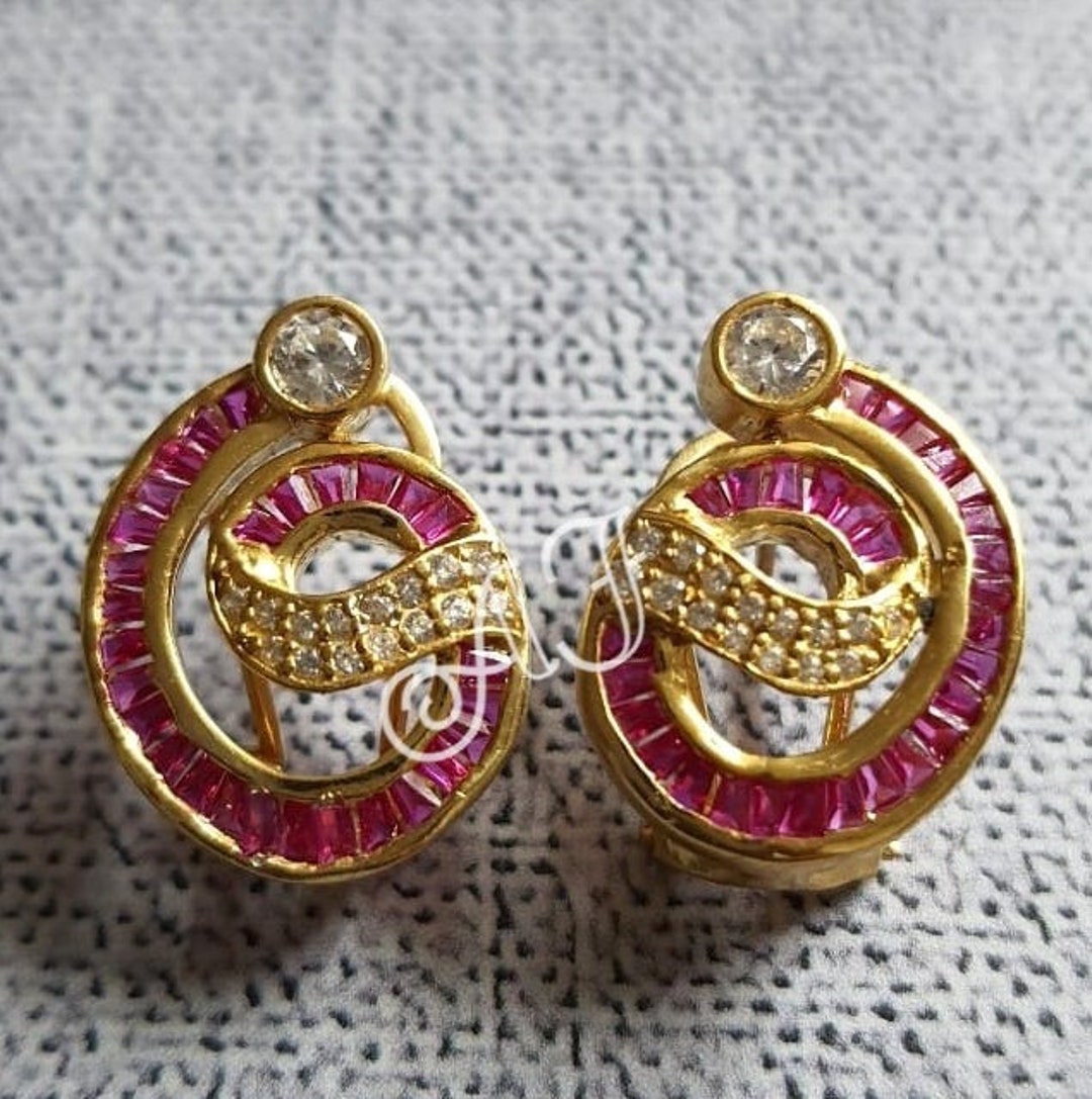2ct Tapper Brilliant Cut Ruby and Round Genuine Moissanite Circle ...