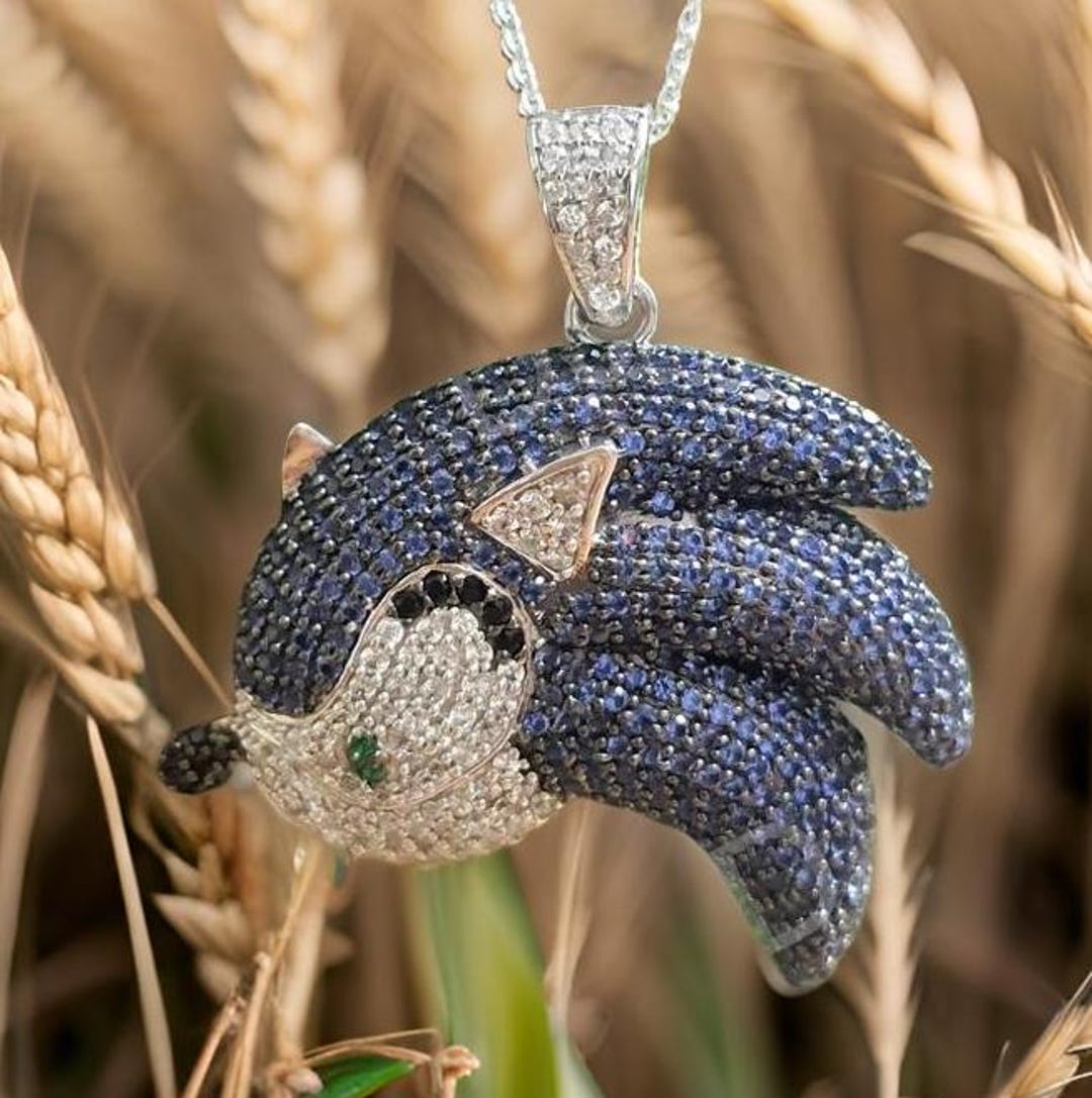 Sonic Hedgehog Pendant Round Cut Simulated Multi color Diamond Pendant ...